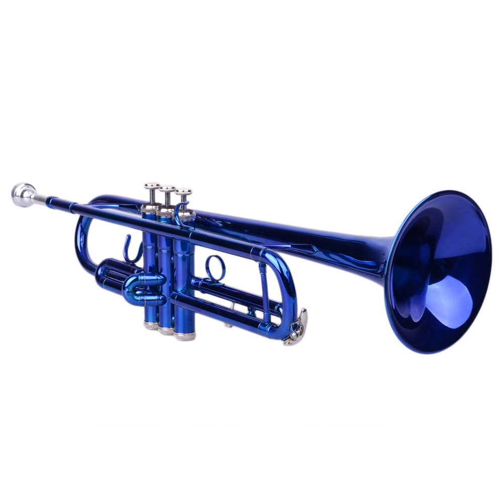 New Brass Student Concert Bb Blue Trumpet w/ Case Mouthpiece for ...